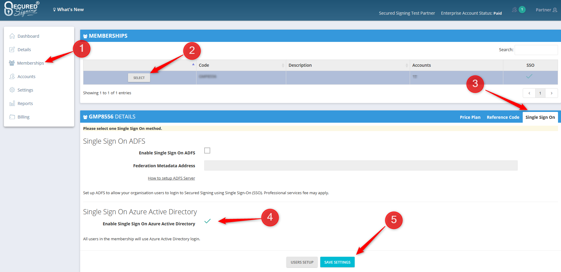 Configuring Single Sign On For Secured Signing Using Azure Active