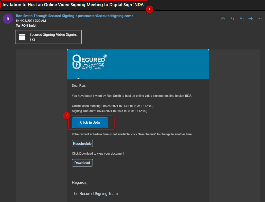 Notary: Starting or Joining a RON session as the Host - Secured Signing