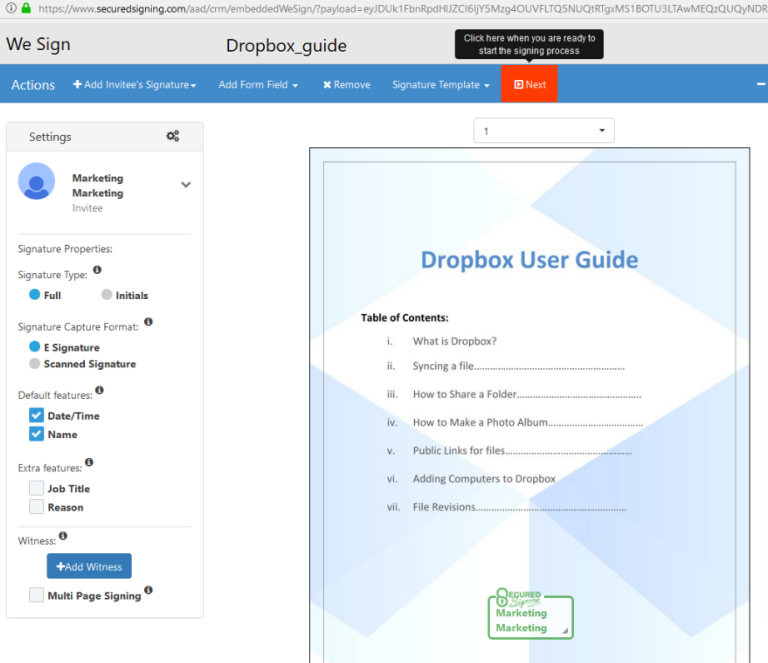 Microsoft Dynamics 365: Invite people to sign with We Sign - Secured ...