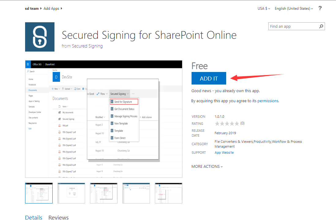 Sharepoint Connect The Secured Signing App For Digital Signing