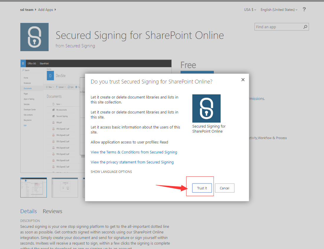 Sharepoint Connect The Secured Signing App For Digital Signing