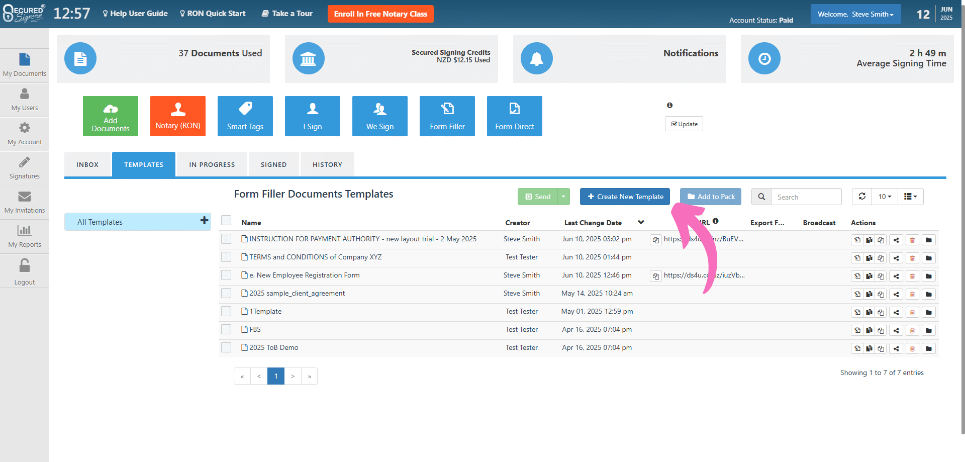 Create a Form Filler Template - Secured Signing